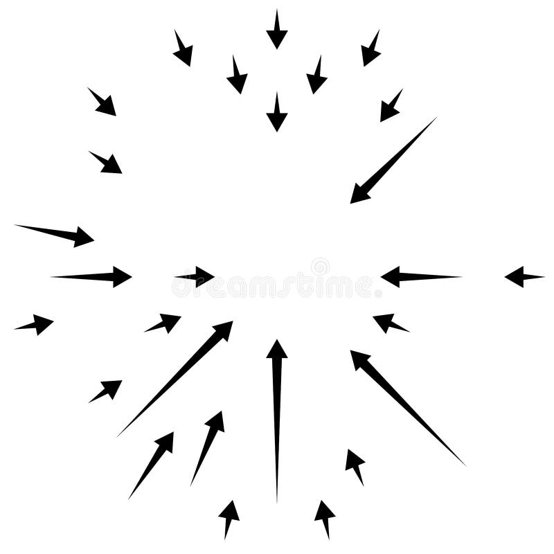 Arrows Pointing Inward. Radial, Radiating Arrows, Pointers Stock Vector ...