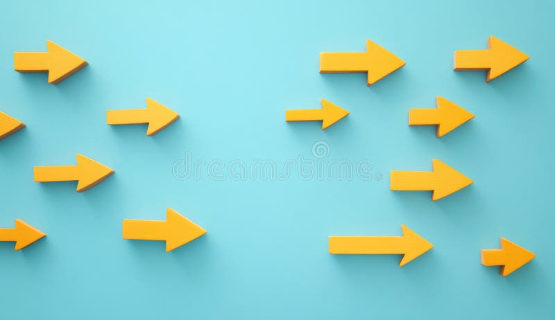 Arrows Pointing in Numerous Directions with a Straight Path Formed by ...