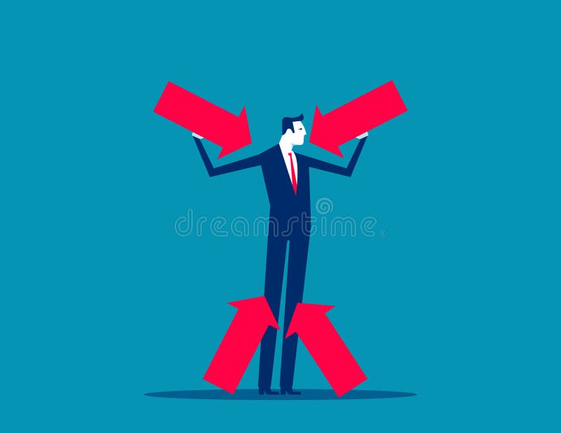 Arrows Pointing To the Man. Business Vector Concept Stock Vector ...