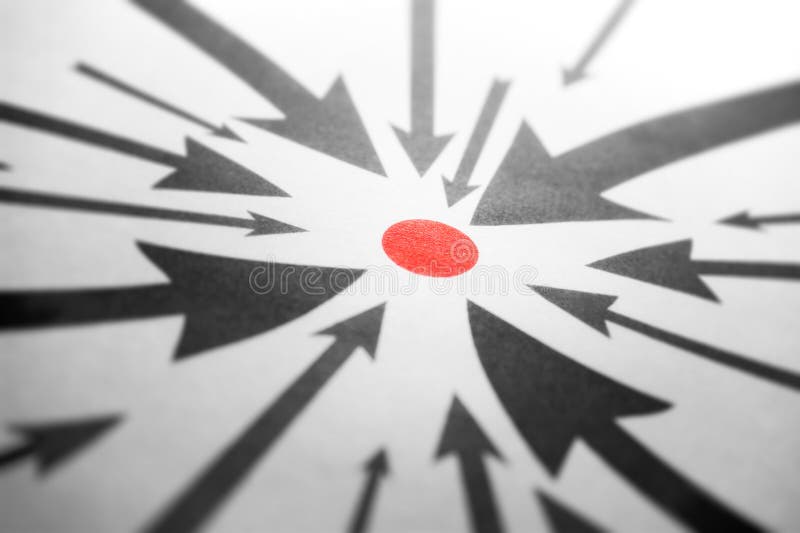 Arrows Pointing To One Red Point Stock Image - Image of aspiration ...