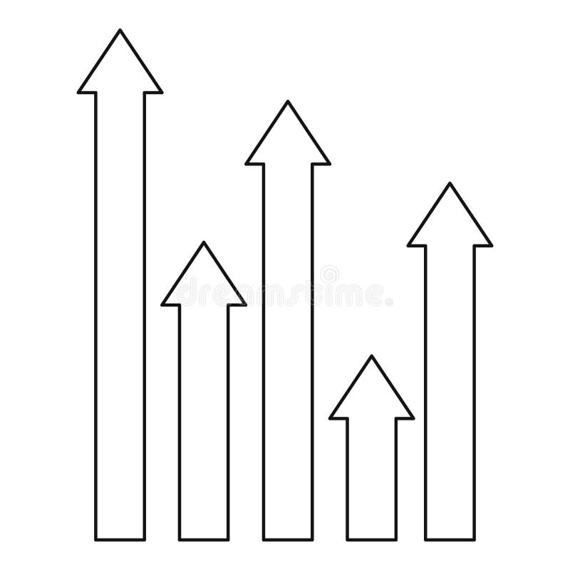 Arrows Pointing Up Icon, Outline Style Stock Vector - Illustration of ...