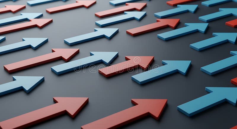 Arrows Pointing Upward in Different Directions on Dark Background Stock ...