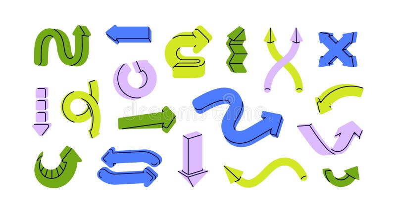 Arrows, Points, Design Elements, Actions and Movement Signs, Pointers Set. Pointing Icons for ...