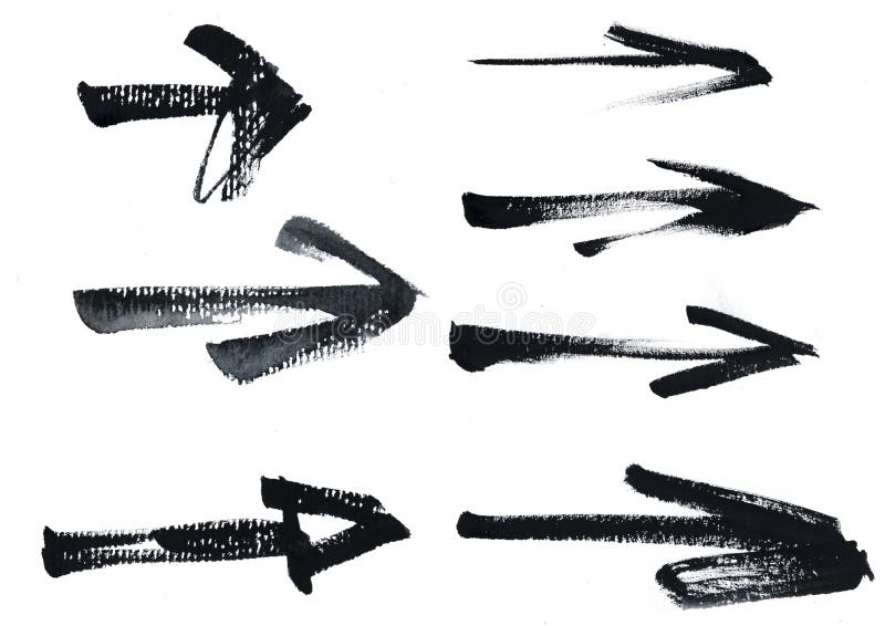 Arrows.Realistic Drawing with a Brush and Black Paint Stock Photo ...