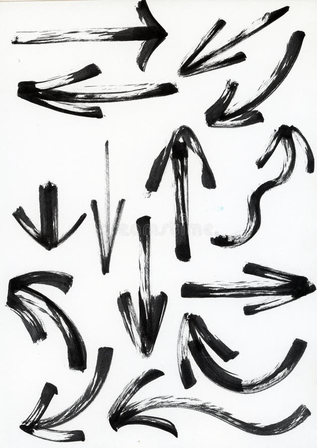 Arrows.Realistic Drawing with a Brush and Black Paint Stock Image ...