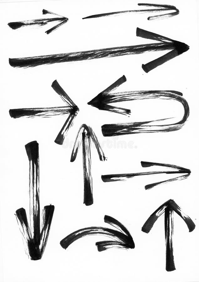 Arrows.Realistic Drawing with a Brush and Black Paint Stock Image ...