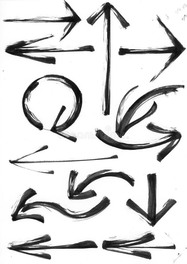 Arrows.Realistic Drawing with a Brush and Black Paint Stock Photo ...