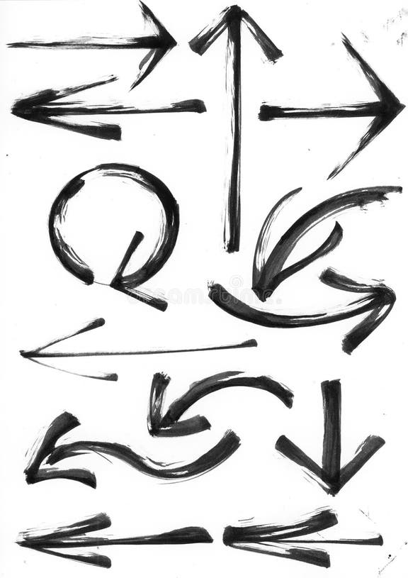 Arrows.Realistic Drawing with a Brush and Black Paint Stock Photo ...