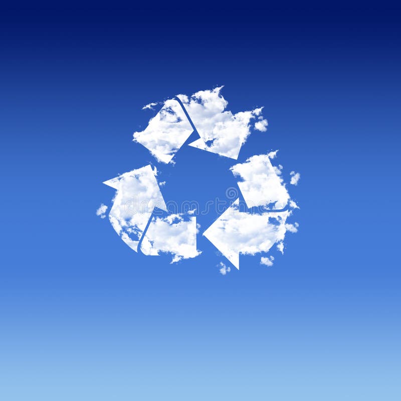Cloud-shaped Icon Recycling in a Blue Sky Stock Illustration ...