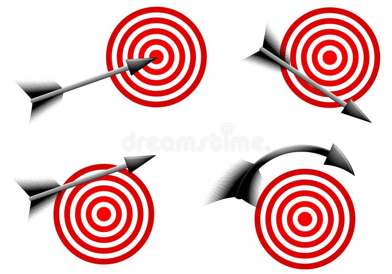 Arrows and Red Bullseye Targets Stock Illustration - Illustration of ...