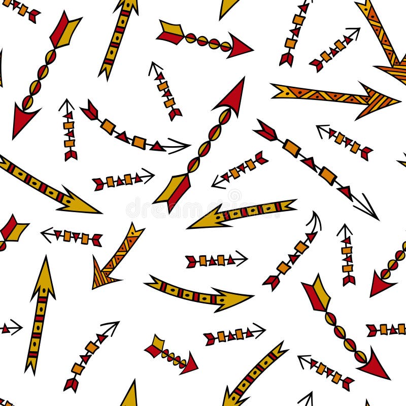 Seamless Pattern of Hand-drawn Colored Arrows in Different Directions ...