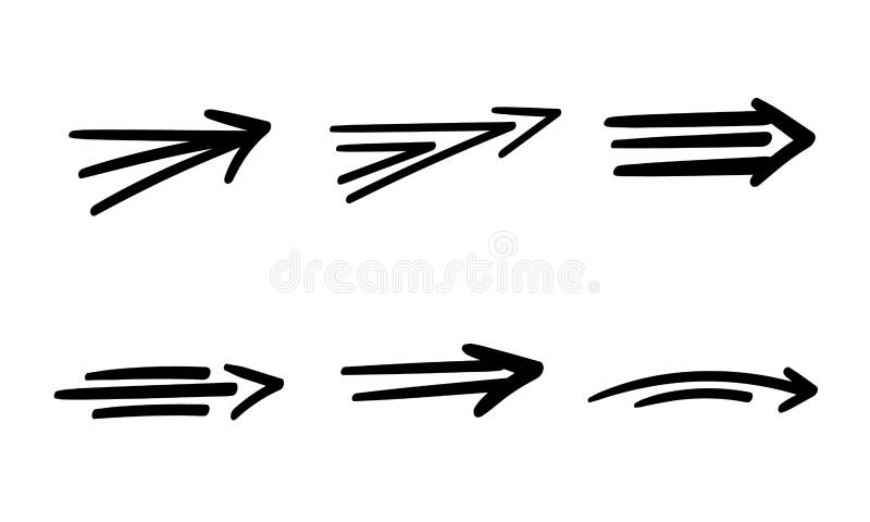 Arrows Set. Hand Drawn Direction Indicator Elements. Simple Doodle ...