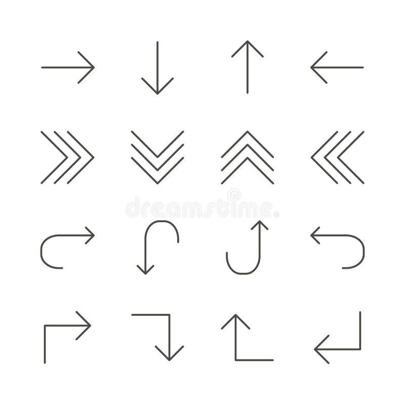 Arrows Set Icon Vector. Line Next, Back, Up, Down Collection Symbol ...