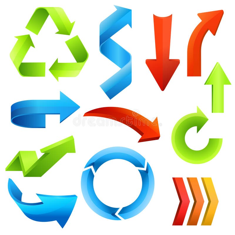 Arrows set stock vector. Illustration of clip, bent, collection - 33353544