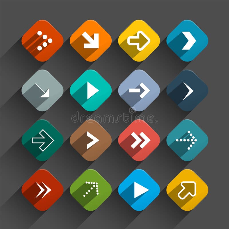 Arrows Set - Vector App Icons - Rounded Squares Stock Vector ...