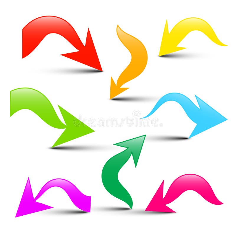 Arrows Set. Vector Colorful 3D Arrow Icons Stock Vector - Illustration ...