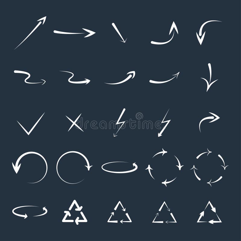 100 Basic Arrow Sign Icons Set Stock Vector - Illustration of play ...