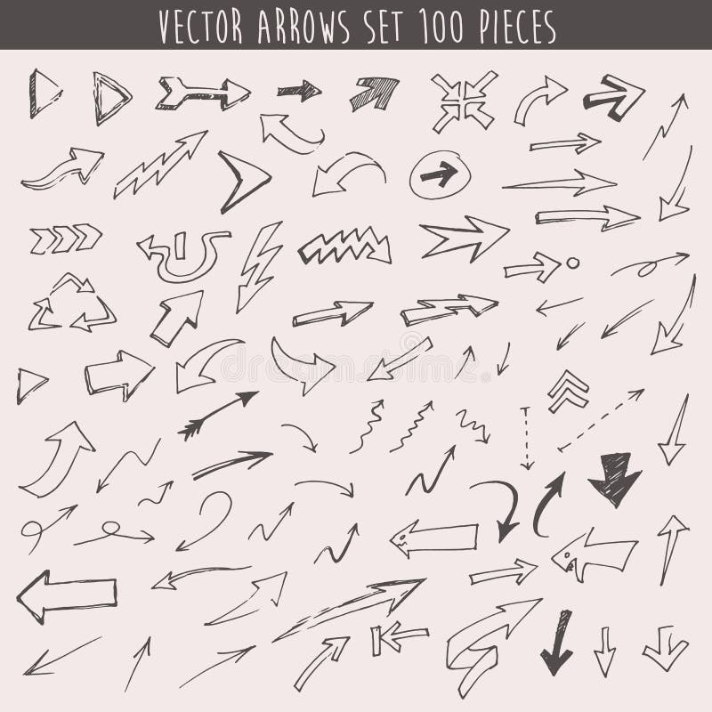 Arrows Set Vector Hand Drawn Sketched Design Stock Vector ...