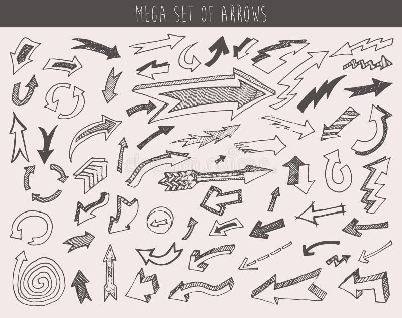 Arrows Set Vector Hand Drawn Sketched Design Stock Vector ...
