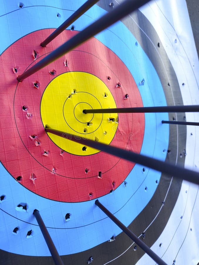 Arrows on Shooting Target Under the Sun Stock Image - Image of control ...