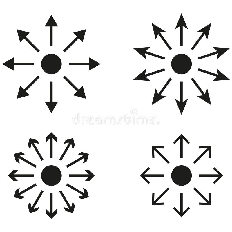 Arrows Spreading Icon. Central Point Symbol. Outward Arrow Design ...