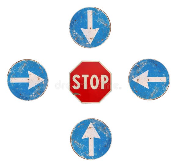 Arrows and Stop (road Signs) Stock Image - Image of cartel, attention ...