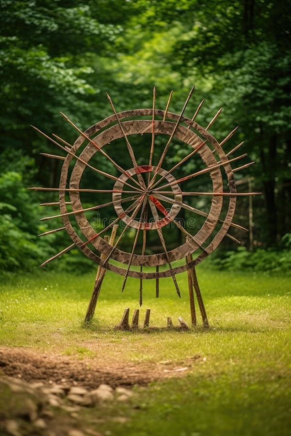 Arrows Stuck in a Bullseye during Archery Practice Stock Illustration ...