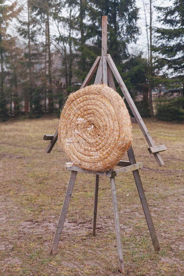 Arrows Stuck into a Target Made of Straw Stock Image - Image of ...