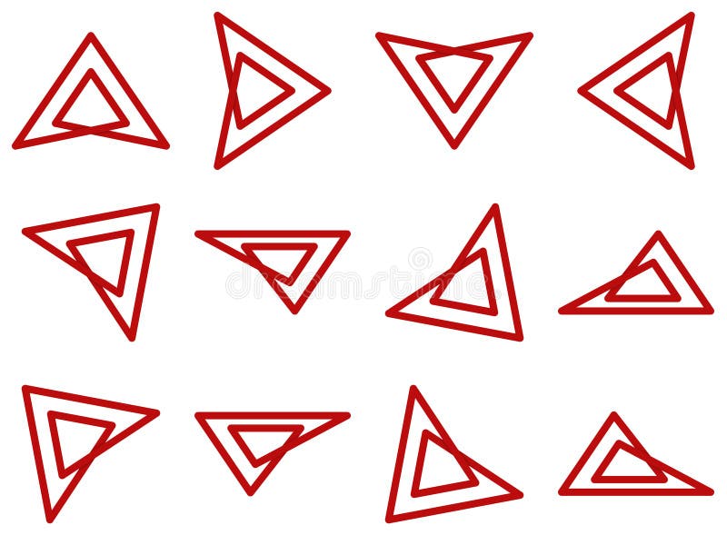 A Collection of Stylized Red Arrows Formed by Merging Two Triangles ...