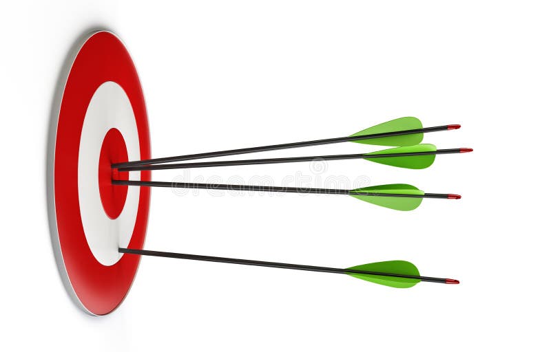Arrows on Target Off Target Stock Illustration - Illustration of luck ...