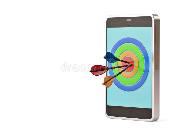 Arrows and Target on Mobile Phone.3D Illustration. Stock Illustration ...
