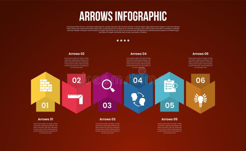 Arrows Template Infographic with Arrow Shape Ups and Down on Horizontal ...