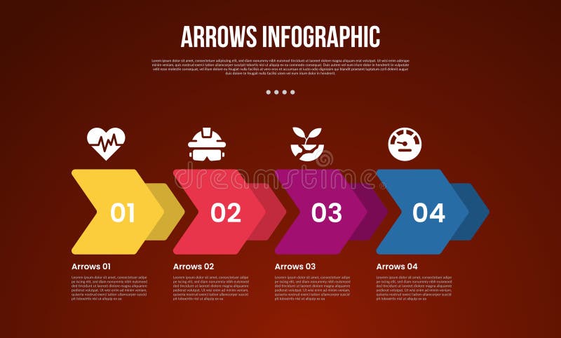 Arrows Template Infographic with Creative Arrow Shape Double Layer on ...