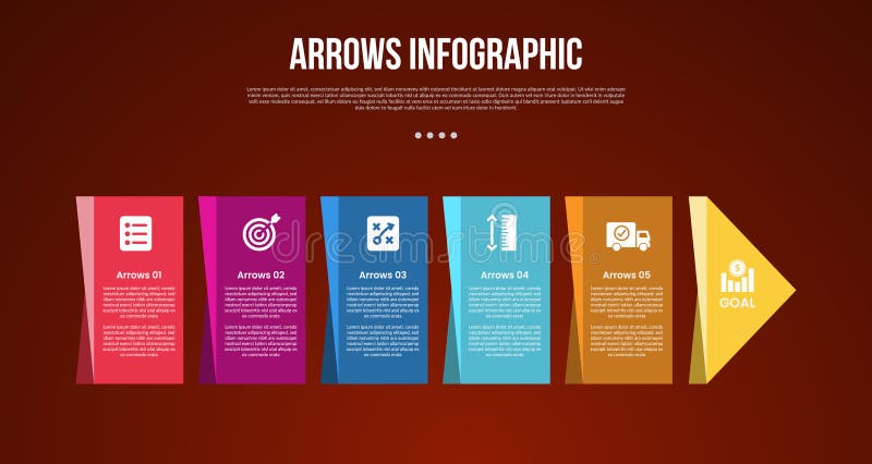 Arrows Template Infographic with Creative Box Vertical on Horizontal ...