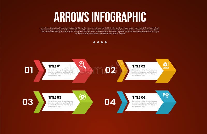 Arrows Template Infographic with Creative Rectangle Arrow Shape with ...