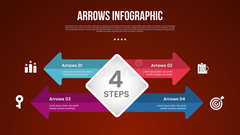 Arrows Template Infographic with Diamond Shape or Rotate Square with ...