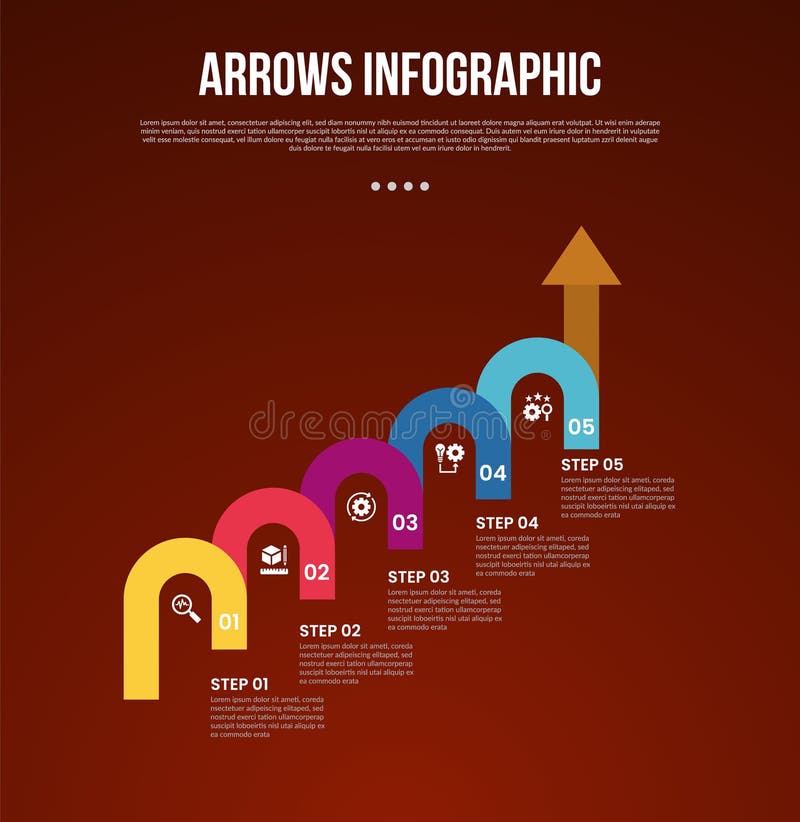 Arrows Template Infographic with Round Reverse U Shape Ladder Structure ...