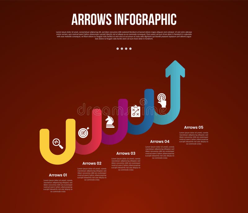 Arrows Template Infographic with Round U Shape Increase Staircase ...