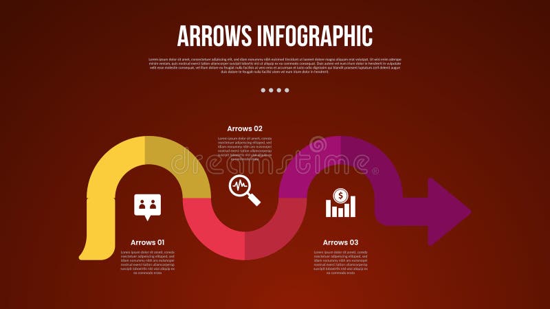 Arrows Template Infographic with Ups and Down Line Arrow on Right ...