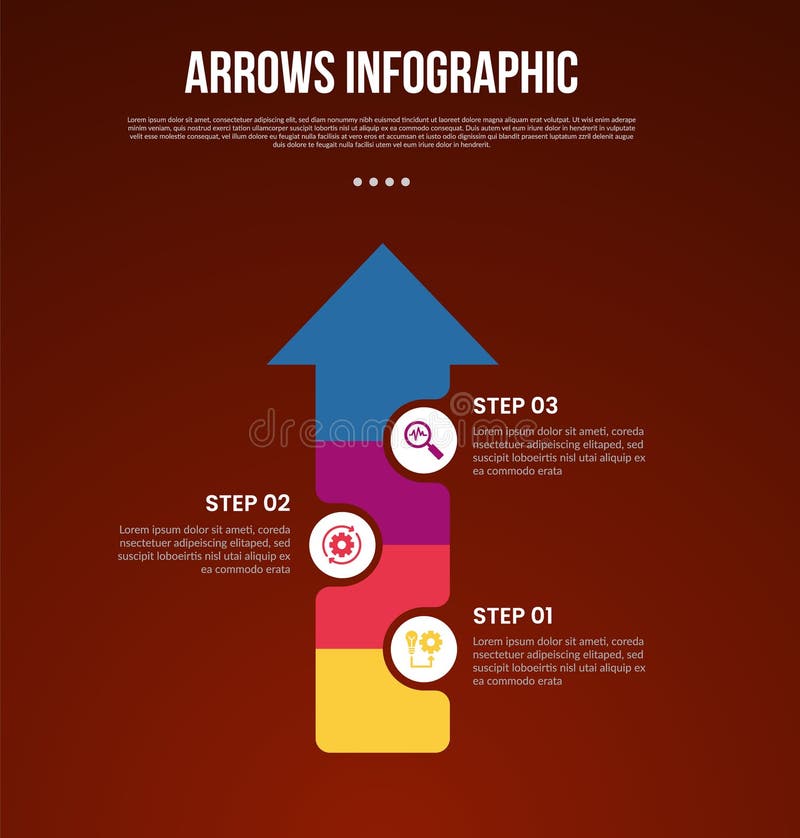 Arrows Template Infographic with Vertical Arrow Top Direction with ...