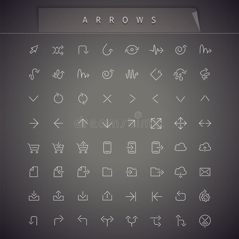 Arrows Thin Icons Set stock vector. Illustration of icon - 54817140