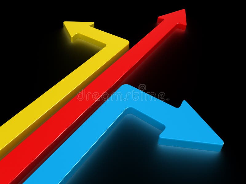 Arrows in three directions stock illustration. Illustration of signs ...