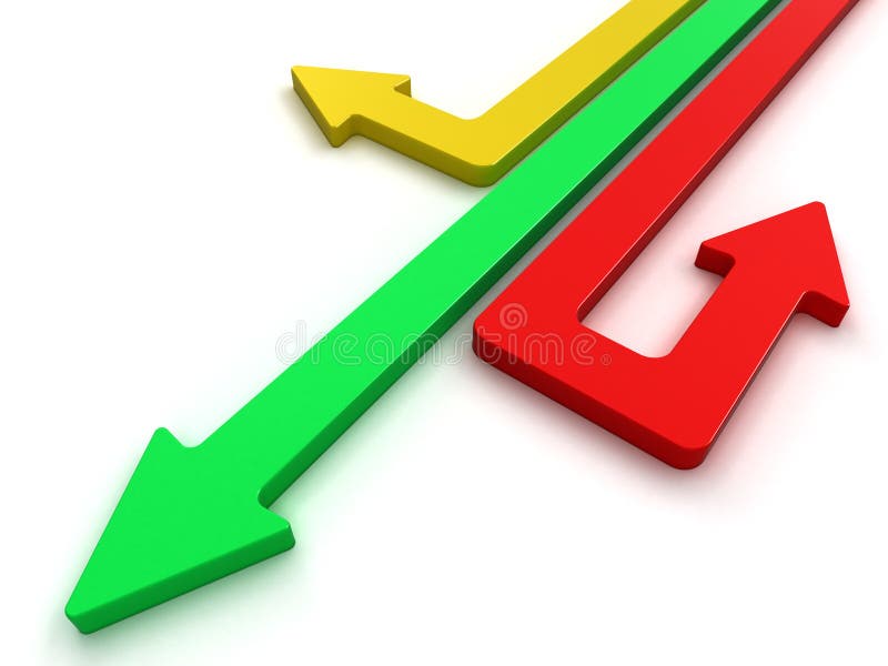 Arrows in three directions stock illustration. Illustration of shapes ...