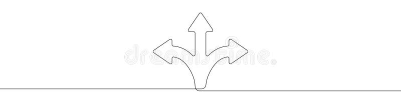Arrows in Three Directions Icon Line Continuous Drawing Vector. One ...