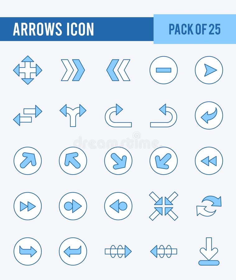 25 Arrows. Two Color Icons Pack. Vector Illustration Stock Vector ...