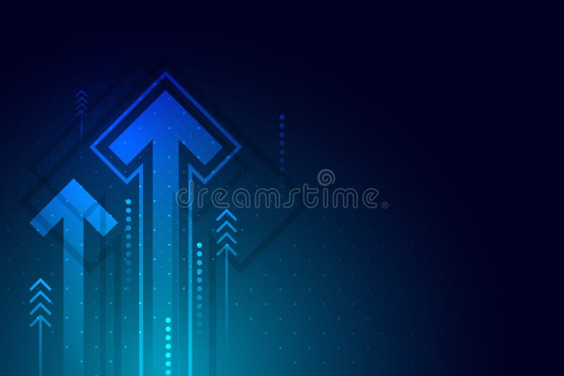 Arrows Up with Speed Line on Blue Background, Copy Space Composition ...