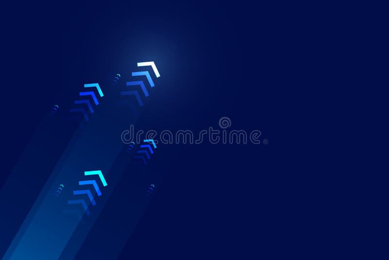 Arrows Up with Speed Line on Blue Background, Copy Space Composition ...