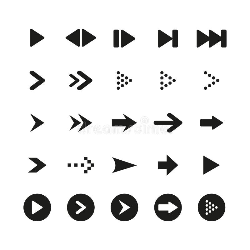 A Set of High Quality Black Arrow Sign and Symbol on White Background ...