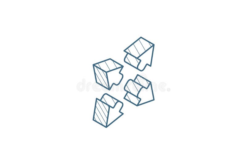 Arrows Vector Icon. Outside Isometric Icon. 3d Line Art Technical ...