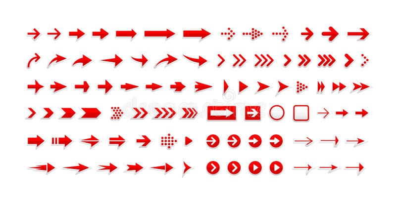 Arrows Vector Icons Set, Right Pointers Pack. Next, Forward, Previous ...